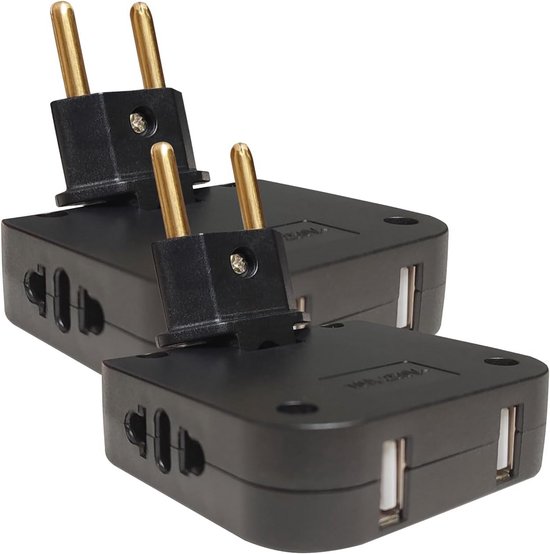 Draaibare 4-in-1 Stopcontact Verdeler met 2 USB-Poorten en EU/US ...