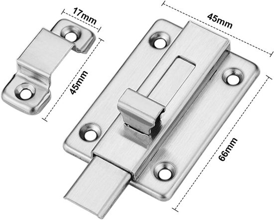 2x RVS Schuifslot voor Binnendeuren - Deurklink RVS Vergrendeling voor ...
