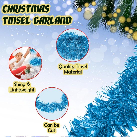 Luxe Metallic Lichtblauwe Tinsel Slinger (2 Meter) voor Kerstboom ...