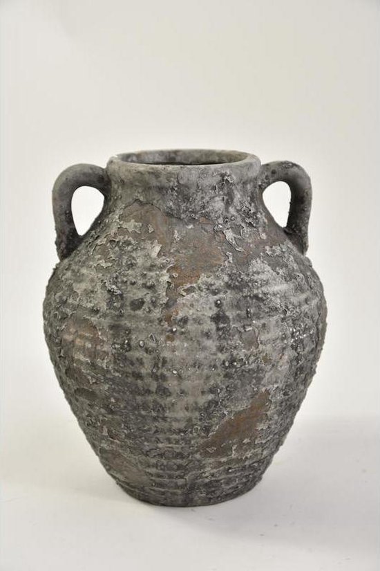 Kruiken En Flessen - Kruik ''raw'' Met 2 Oren 17x17x21cm Grey | bol