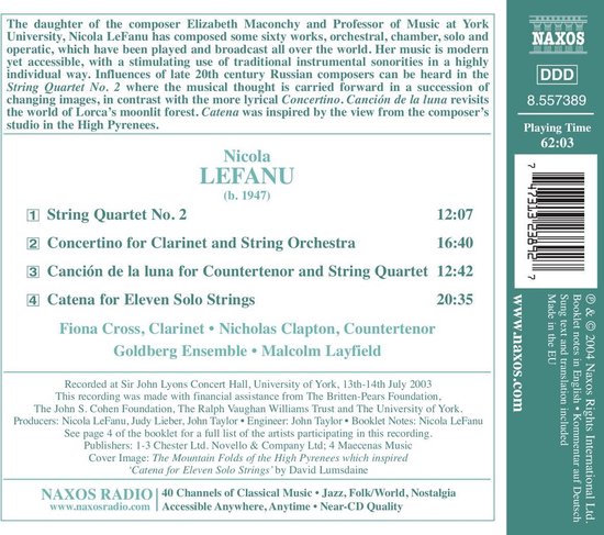 Fiona Cross, Nicholas Clapton, Goldberg Ensemble, Malcolm Layfield ...