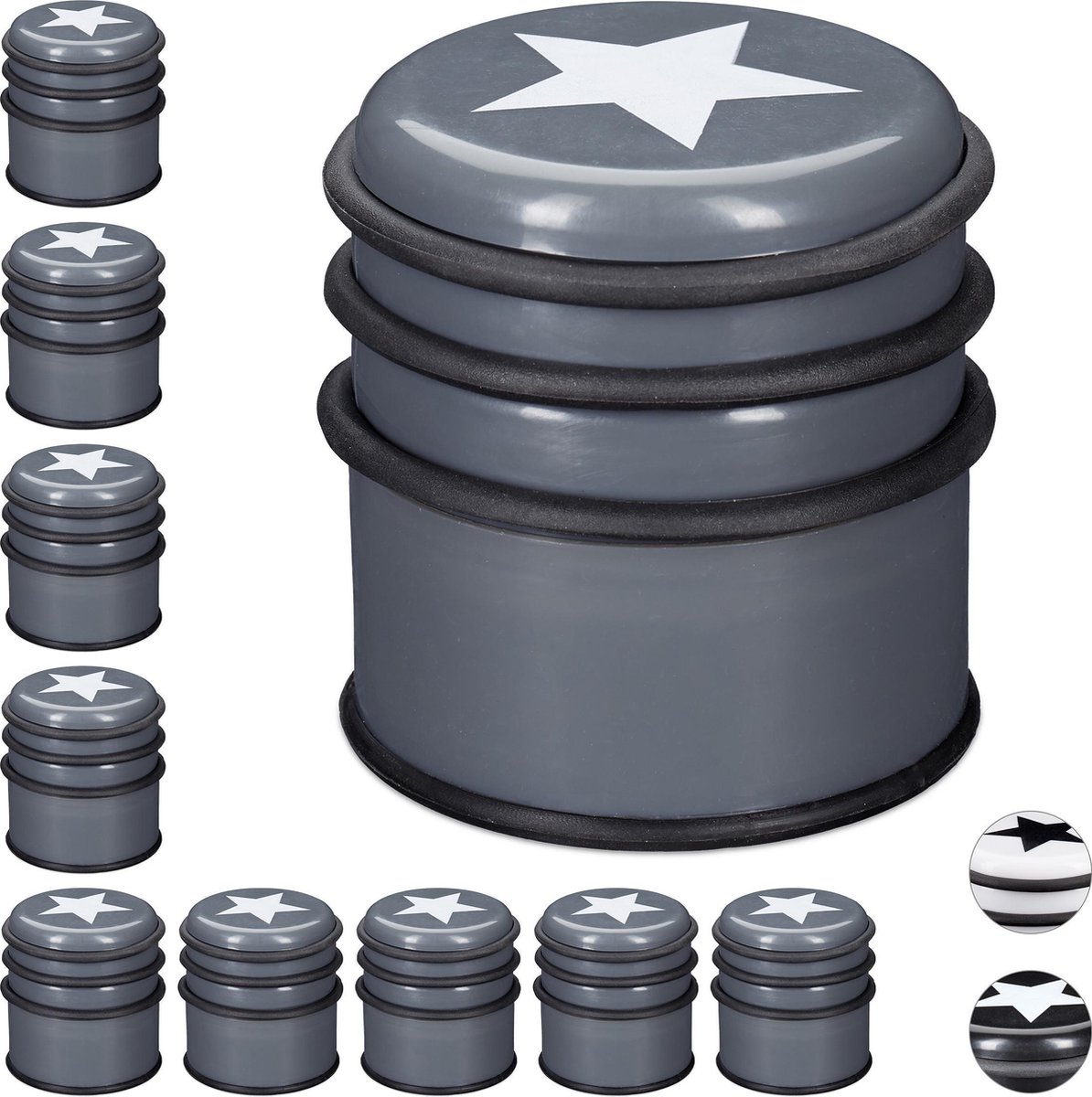 Relaxdays 10x deurstop ster - grijs - massief - deurstopper - 8 cm hoog ...
