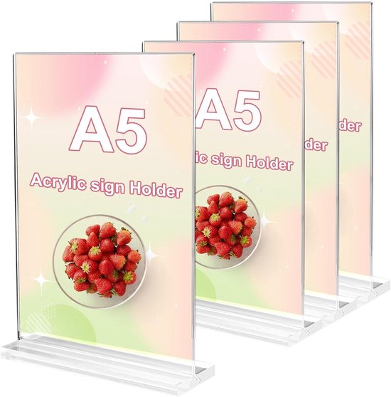Table Stand A5 Pack - Acrylic Menu Card Holder - Postcard Stand - Flyer ...