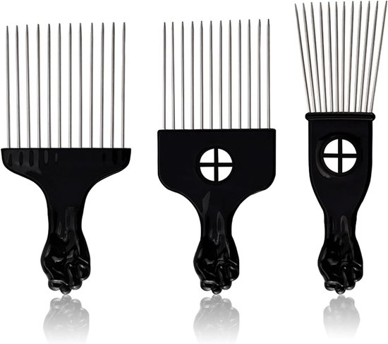 Metalen afrokam set - 3 stuks brede tand haarplukkammen voor ...