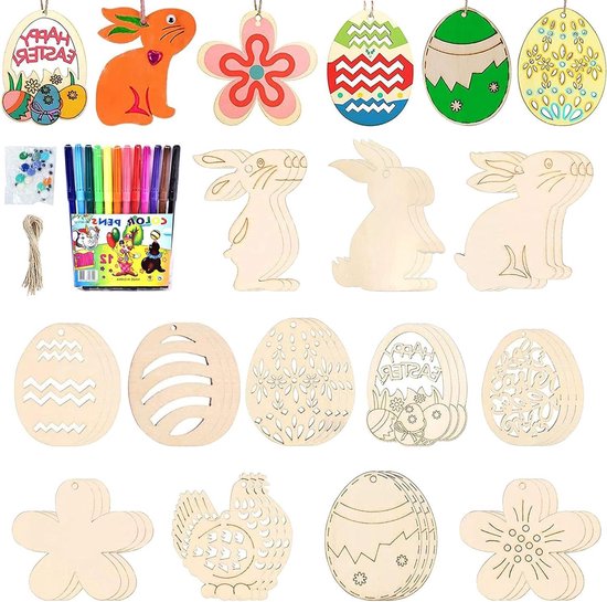 Allecto Plus - Houten paashanger set van 36 stuks voor Pasen ...