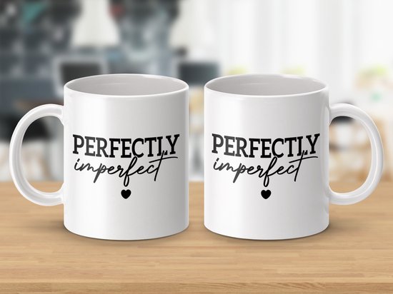 perfect onvolmaakt, inspirerende mok, positieve boodschap, koffie mok ...
