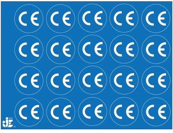 CE stickers op vel - blauw wit - 2 cm - 20 stickers per vel | bol