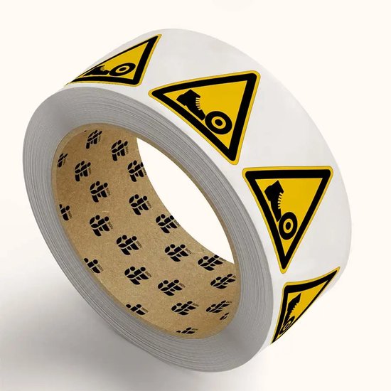 Gevaar voor voeten waarschuwingsstickers op rol - 5 cm - 477 stickers ...