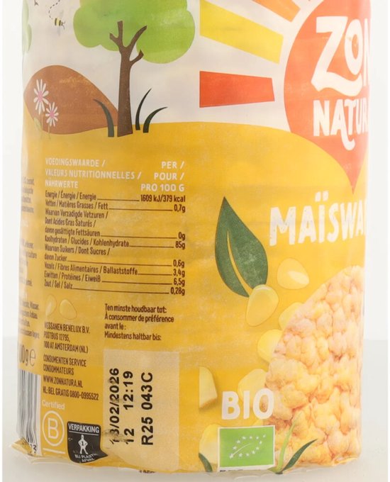3x Zonnatura Maiswafels Biologisch 100 gr | bol
