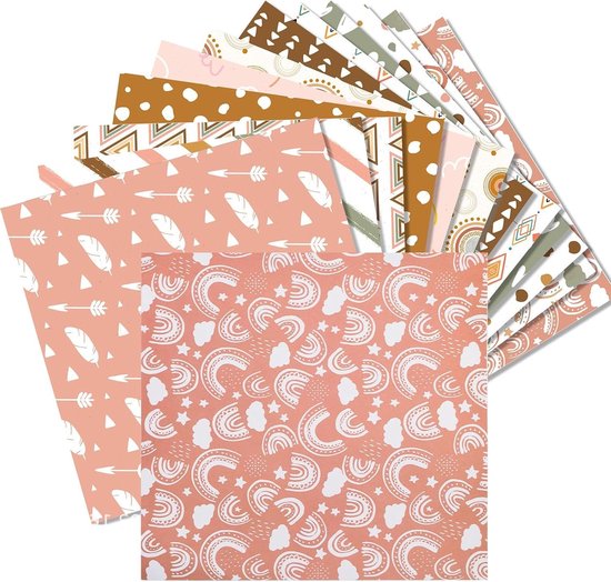 Allecto Plus - Bohemian Style Patroon Clip-Up Papier Pack met 24 Stuks ...
