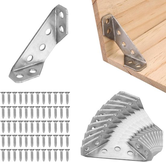 Allecto Plus - Hoekbeugels RVS voor Meubels - 10 Stuks met Schroeven ...