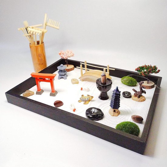 Japanse Mini Zen Tuin met Hardhouten Dienblad - Complete Set voor ...