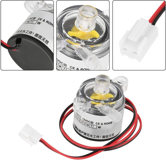 Borstelloze mini-waterpomp 12V DC 6W Food Grade - 2L/min - Aquarium ...