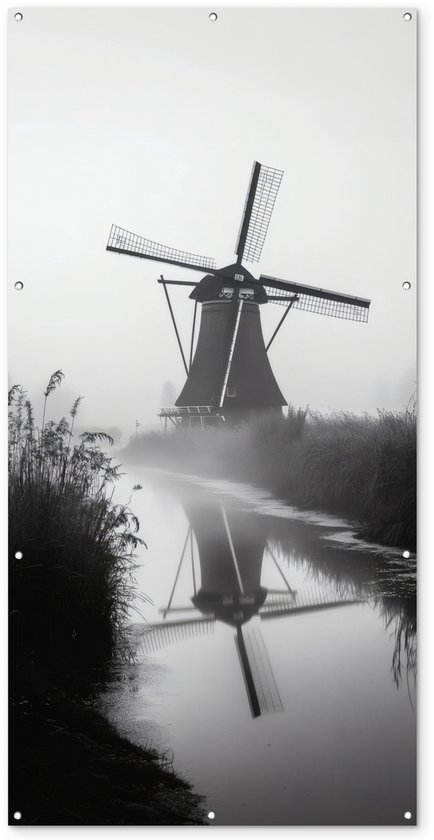 Tuinposter 100x200 cm - Tuindecoratie Molen - Weerspiegeling ...
