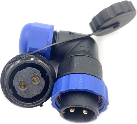 2 Pole Waterproof Aviation Connector - Curved Male Plug - Female ...