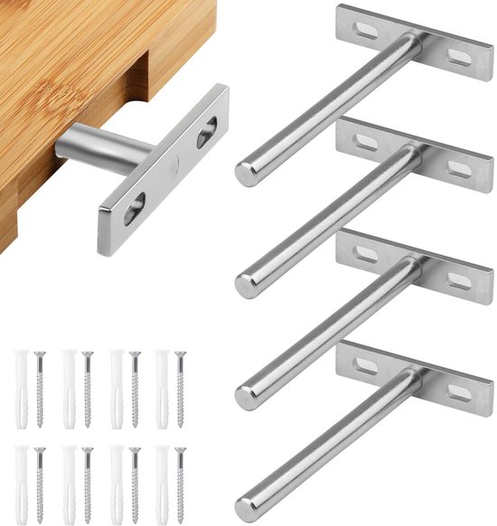 Drijvende Plank Beugels - Set van 4 - Roestvrij Staal | bol