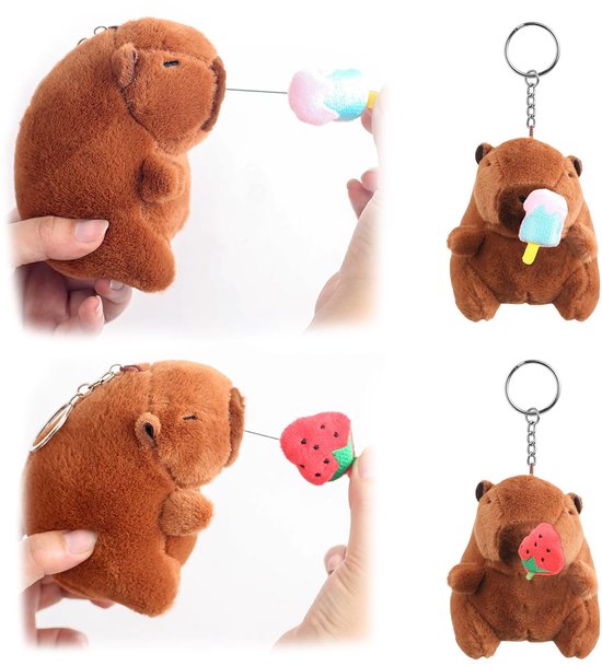Verpakking met 2 Capybara sleutelhangers, 12 cm capybara hanger ...