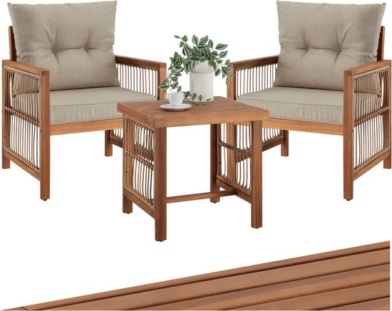 tectake® Loungeset Eivissa - Tuinset in Wicker Rope-Design ...