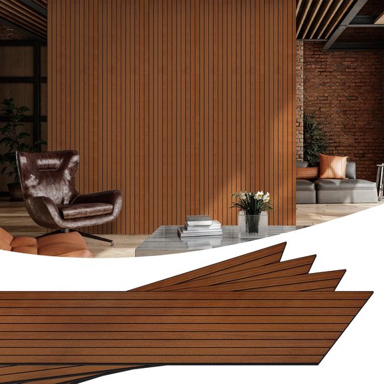 WADILE PVC houtnerf wandpanelen, 40 cm x 2,6 m, schuimgeluidsisolerende ...