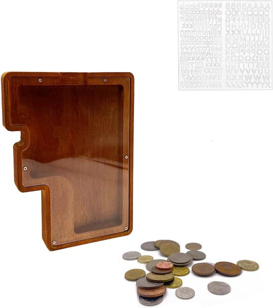 Wooden Letter Money Box - 23 cm - Alphabet Coins Piggy Bank - Wedding ...