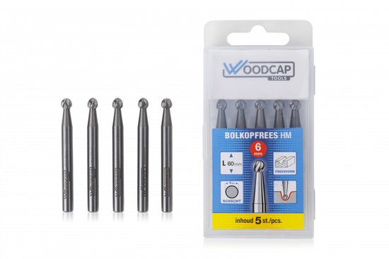 Houtrotfrees Woodcap Tools HM Bolkopfrees ø 6 mm x 6 x 60 mm (5 Stuks ...