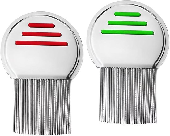 Lice comb - 2 pieces stainless steel tooth comb (red and green) | bol