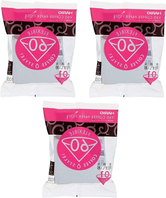 V60 size 01 three packs 100 white paper coffee filters total 300 paper ...