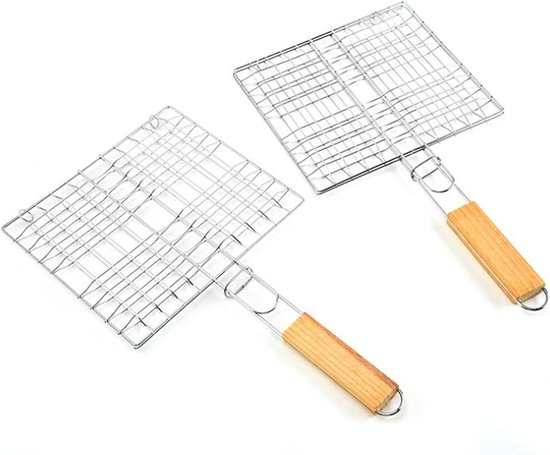 Portable Barbecue Mesh Clamp Grill Basket - 2 Pcs, Foldable Stainless ...