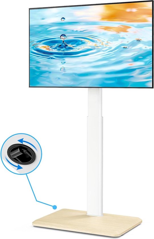 TV Stand with Hidden Casters Swivel and Height Adjustable For TVs From ...