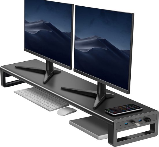 Dubbele Monitorverhoger met Extra USB-Poorten voor Efficiëntie en ...