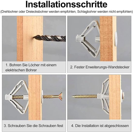Allecto Plus - Gipsplaatpluggen voor holle ruimtes - 20 stuks inclusief ...