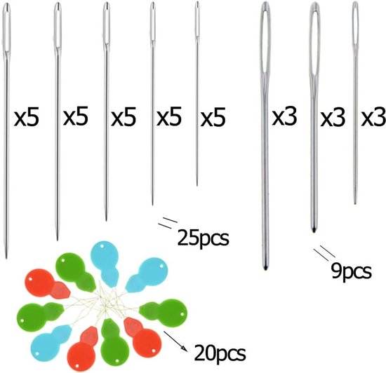 Embroidery Naalden Set 56 Stuks, Grote Naalden voor Borduren, Breien en ...