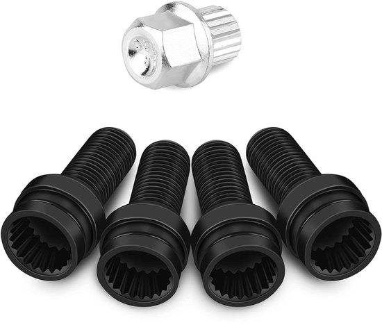 JGS Premium - Voor de titel: Wielbouten en moeren set met slot 4 + 1 M14 * 1.5MM Zwart... | bol