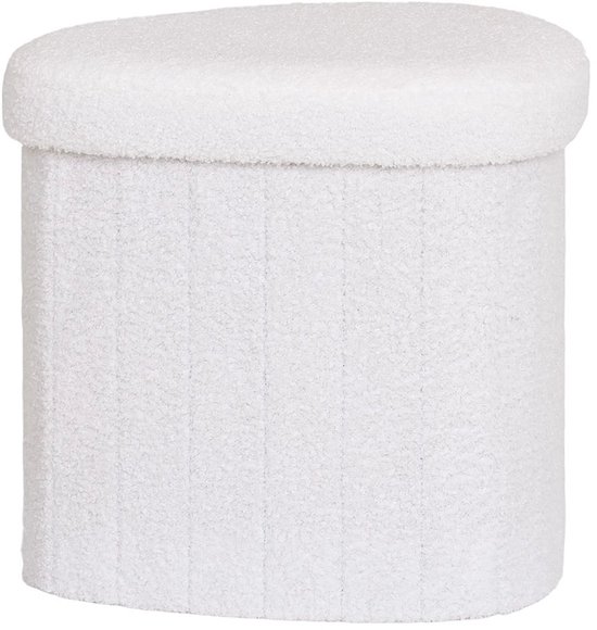 Teddy Poef + Opbergbox Linnet Wit | bol