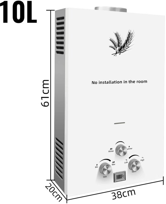 JLA Commerce - Propaan Geiser - LPG/Butaan Geiser - 10L - Regelbare ...