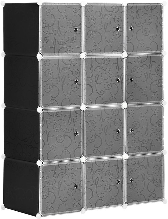 Merax Modulaire Kledingkast Zwart Wit Kunststof 111x47x145 cm Met 2 ...