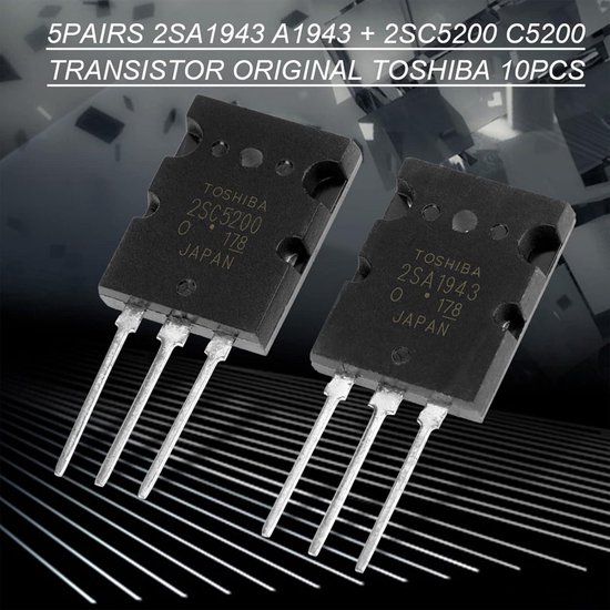5 Paar Audiotransistor 2SA1943 en 2SC5200 - High Power Matched Transistor BJT-transistors | bol