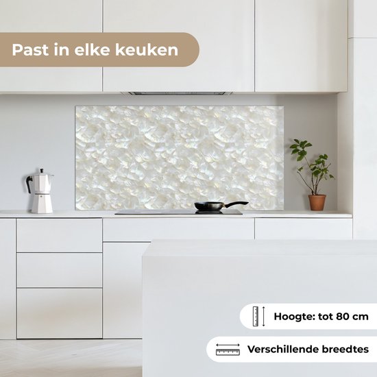 Spatscherm 100x50 cm - Zelfklevende achterwand Parelmoerglans - Wit ...