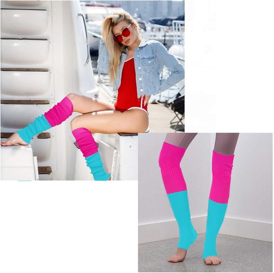 Hoge Geribbelde Beenwarmers voor Dames en Meisjes - Neon en 80s/90s ...