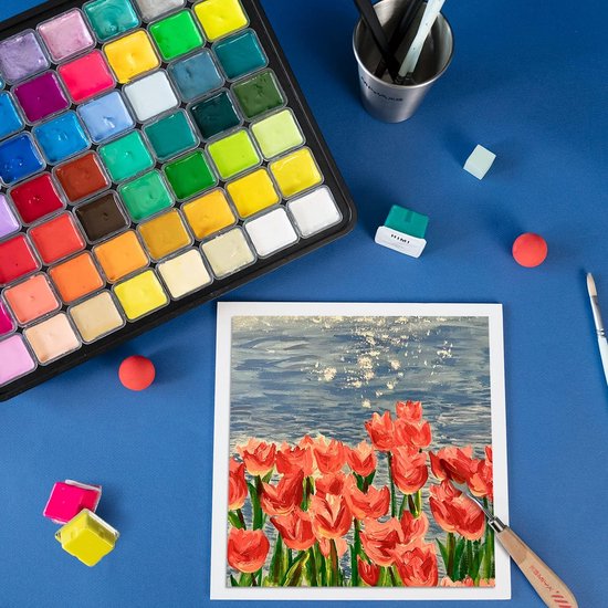 Gouache Verfset 56 Kleuren in Draagtas - Professionele en Beginners ...