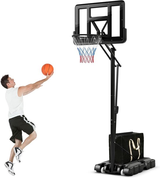 Regelbare Outdoor Basketballstand met Wielen - 143-305 cm - PE Basket ...
