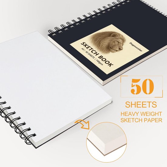 Schetsboek A5 140gsm Spiraalgebonden Tekenblok voor Potlood en Pastel | bol