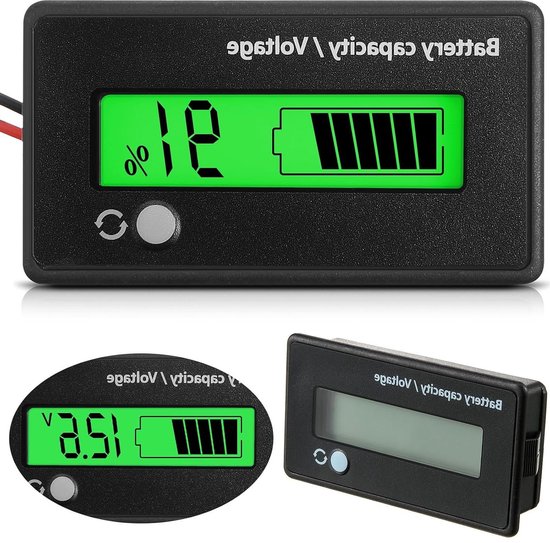 12V - 72V Batterij Meter met Alarm en Capaciteit Indicator - Voltage ...