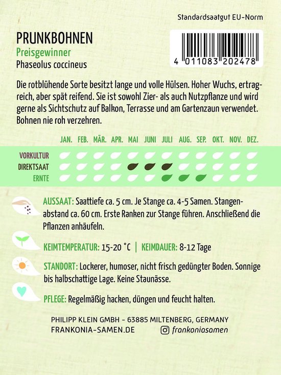 Pronkboon en snijboon, prijswinnend - bonenzaden, groentezaden ...