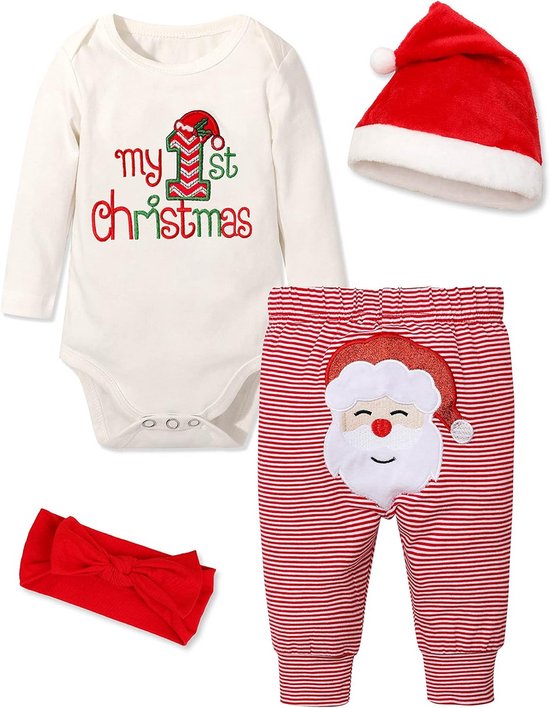 Schattige Baby Meisje Kerst Pyjama Set 4 Delen - Feestelijke Kleding | bol