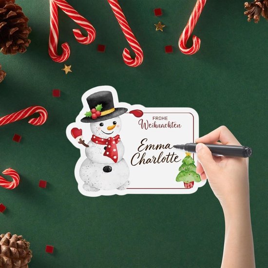 60 Kerst Stickers Cadeaulabels met 6 Verschillende Feestelijke Patronen ...