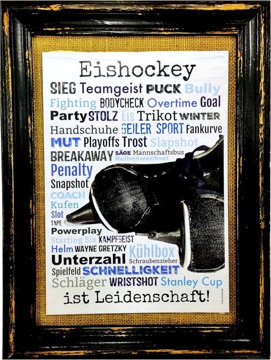 IJshockey Passie Poster A4 Cadeau Typografie Decoratie Sport | bol