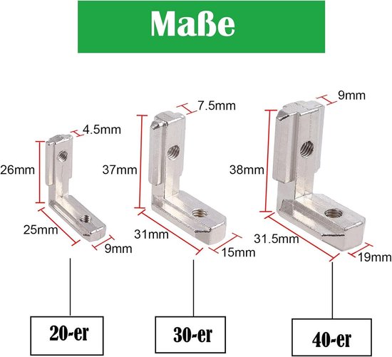 T-sleuf hoekverbinder aluminium profiel - T-groef binnenhoek buitenhoek ...