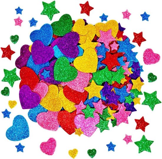 260 Kleurrijke Glitter Foam Stickers Zelfklevend in Sterren en ...