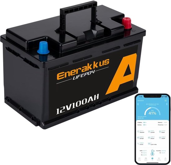 100Ah 12V Lithium Accu LiFePO4 - Diepcyclus Batterij met 100A BMS voor ...